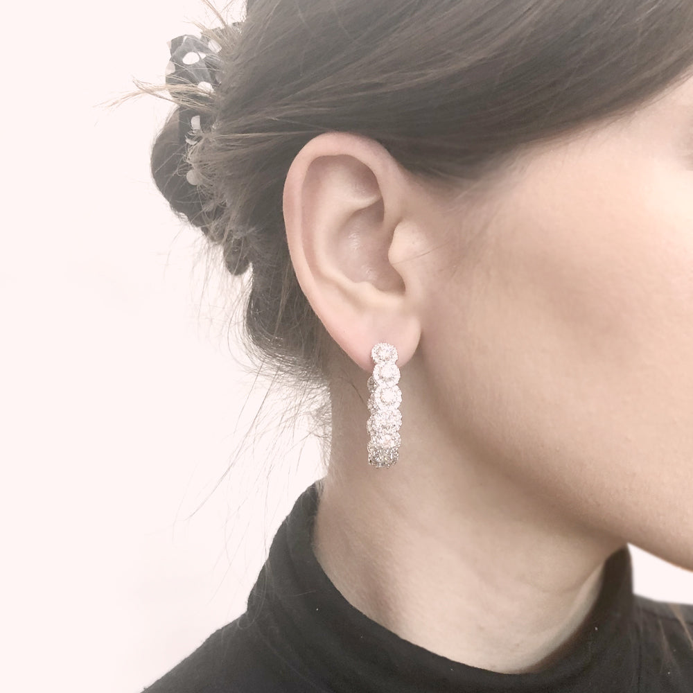 Round Diamonds 7.23 Carat Half Loop 18 Karat Gold Earrings – MaxJewelryInc