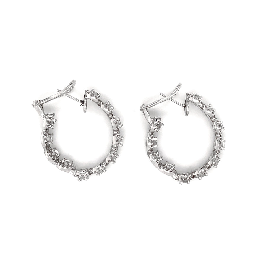 Round Diamonds 7.23 Carat Half Loop 18 Karat Gold Earrings – MaxJewelryInc