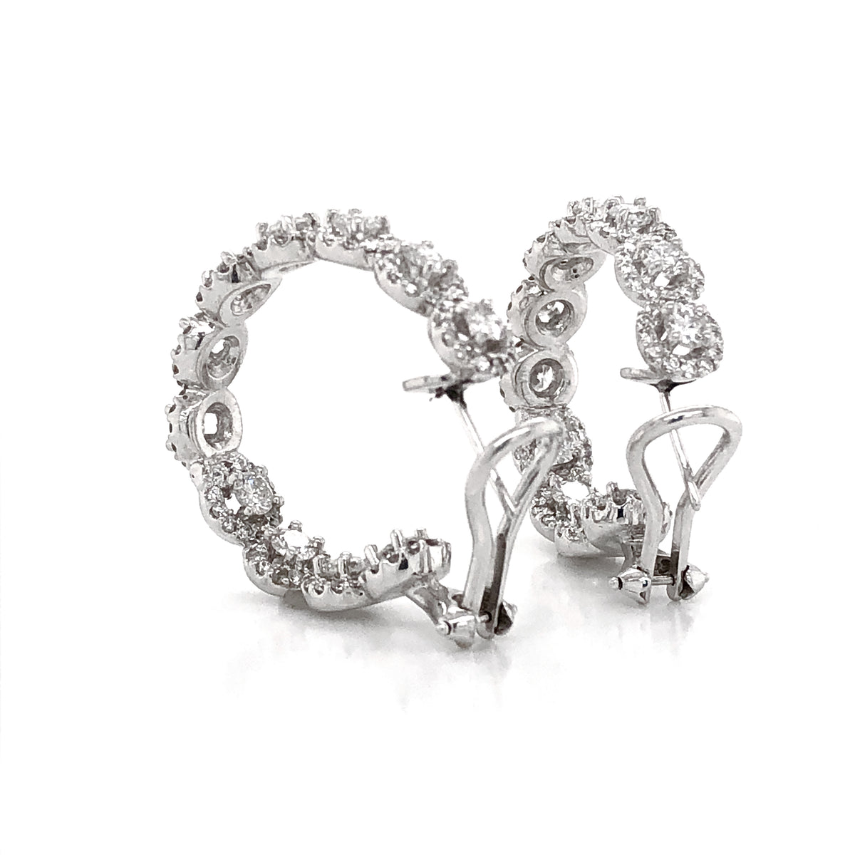 Round Diamonds 7.23 Carat Half Loop 18 Karat Gold Earrings – MaxJewelryInc