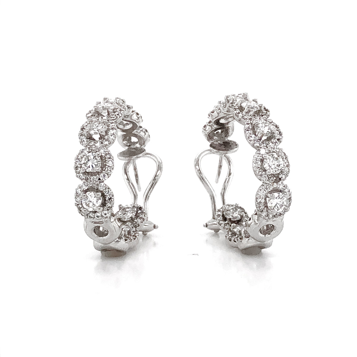 Round Diamonds 7.23 Carat Half Loop 18 Karat Gold Earrings – MaxJewelryInc